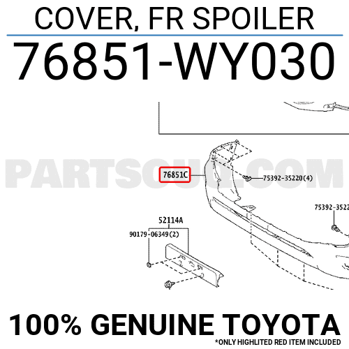 COVER, FR SPOILER 76851WY030 | Toyota Parts | PartSouq