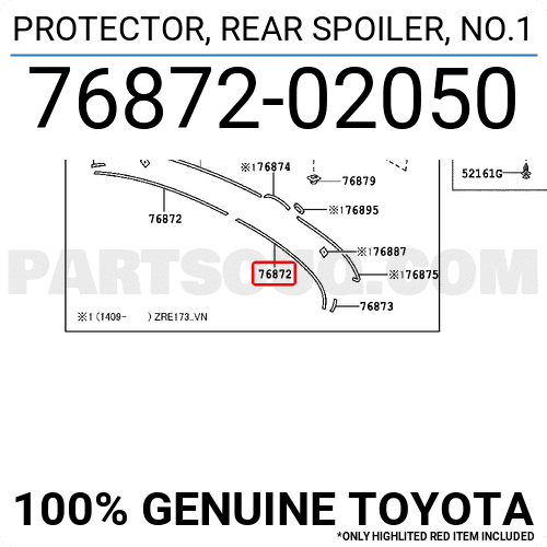 PROTECTOR, REAR SPOILER, NO.1 7687202050 | Toyota Parts | PartSouq