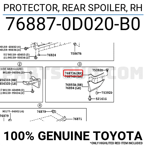 PROTECTOR, REAR SPOILER, RH 768870D020B0 | Toyota Parts | PartSouq