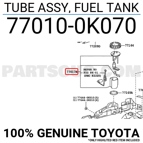 TUBE ASSY, FUEL TANK 770100K070 | Toyota Parts | PartSouq