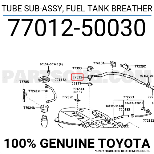 TUBE SUB-ASSY, FUEL TANK BREATHER 7701250030 | Toyota Parts | PartSouq