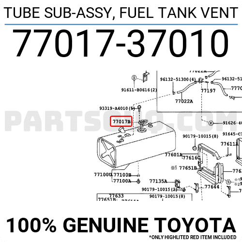 TUBE SUB-ASSY, FUEL TANK VENT 7701737010 | Toyota Parts | PartSouq