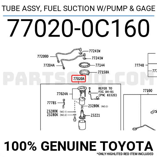 TUBE ASSY, FUEL SUCTION W/PUMP & GAGE 770200C160 | Toyota Parts | PartSouq