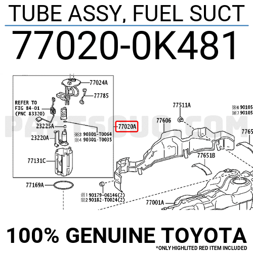 TUBE ASSY, FUEL SUCT 770200K481 | Toyota Parts | PartSouq