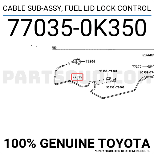 CABLE SUB-ASSY, FUEL LID LOCK CONTROL 770350K350 | Toyota Parts | PartSouq