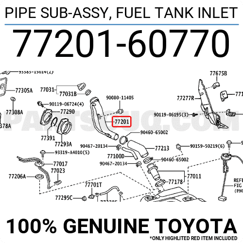 PIPE SUB-ASSY, FUEL TANK INLET 7720160770 | Toyota Parts | PartSouq