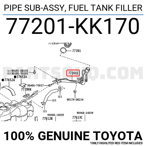 PIPE SUB-ASSY, FUEL TANK FILLER 77201KK170 | Toyota Parts | PartSouq