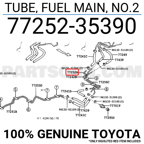 TUBE, FUEL MAIN, NO.2 7725235390 | Toyota Parts | PartSouq