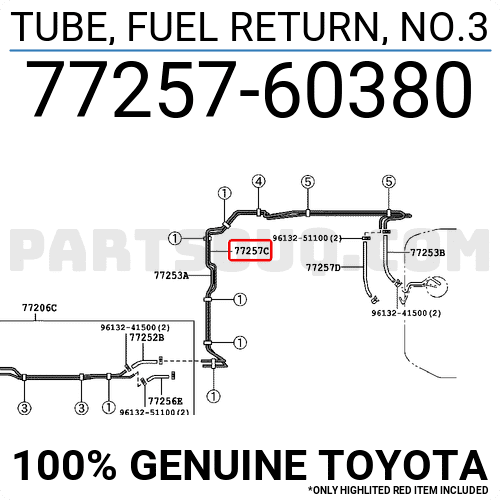 TUBE, FUEL RETURN, NO.3 7725760380 | Toyota Parts | PartSouq