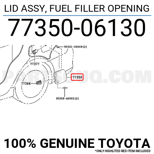 LID ASSY, FUEL FILLER OPENING 7735006130 | Toyota Parts | PartSouq