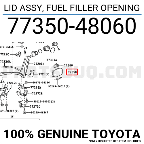 LID ASSY, FUEL FILLER OPENING 7735048060 | Toyota Parts | PartSouq