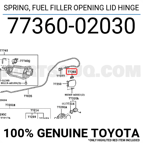 SPRING, FUEL FILLER OPENING LID HINGE 7736002030 | Toyota Parts | PartSouq