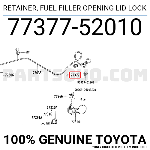RETAINER, FUEL FILLER OPENING LID LOCK 7737752010 | Toyota Parts | PartSouq