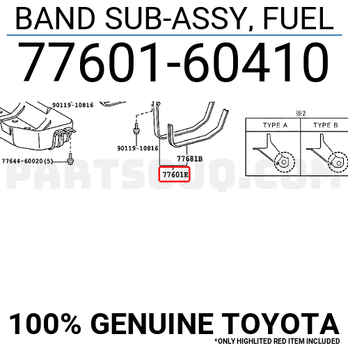 BAND SUB-ASSY, FUEL 7760160410 | Toyota Parts | PartSouq