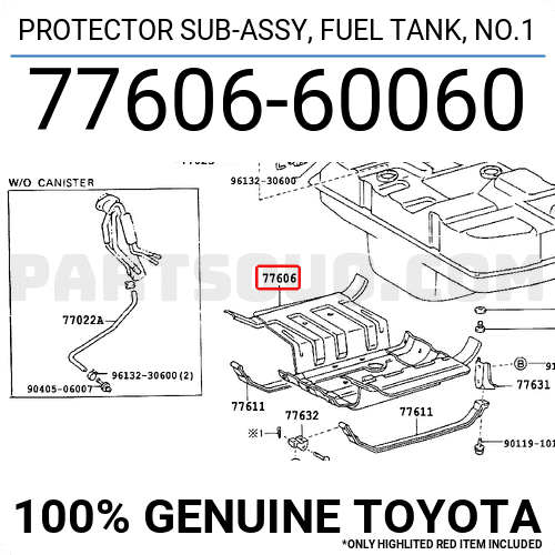 PROTECTOR SUB-ASSY, FUEL TANK, NO.1 7760660060 | Toyota Parts | PartSouq
