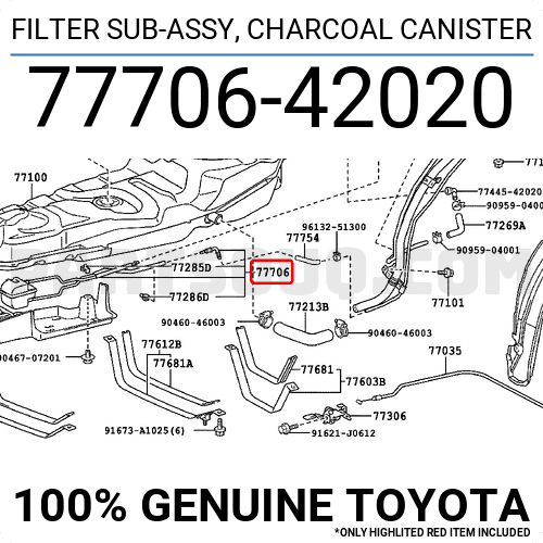 FILTER SUB-ASSY, CHARCOAL CANISTER 7770642020 | Toyota Parts | PartSouq