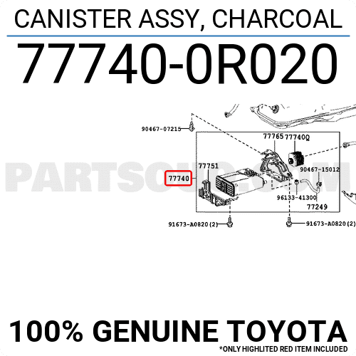 CANISTER ASSY, CHARCOAL 777400R020 | Toyota Parts | PartSouq