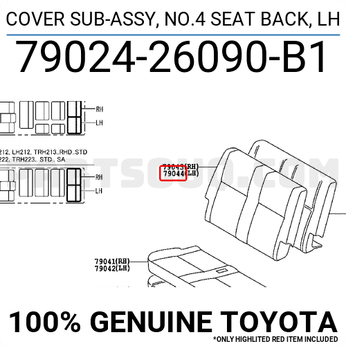 COVER SUB-ASSY, NO.4 SEAT BACK, LH 7902426090B1 | Toyota Parts | PartSouq