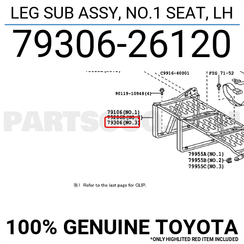 LEG SUB ASSY, NO.1 SEAT, LH 7930626120 | Toyota Parts | PartSouq