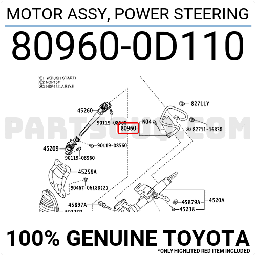 MOTOR ASSY, POWER STEERING 809600D110 | Toyota Parts | PartSouq