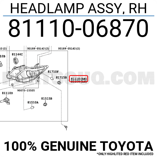 HEADLAMP ASSY, RH 8111006870 | Toyota Parts | PartSouq