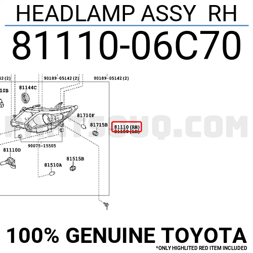HEADLAMP ASSY RH 8111006C70 | Toyota Parts | PartSouq