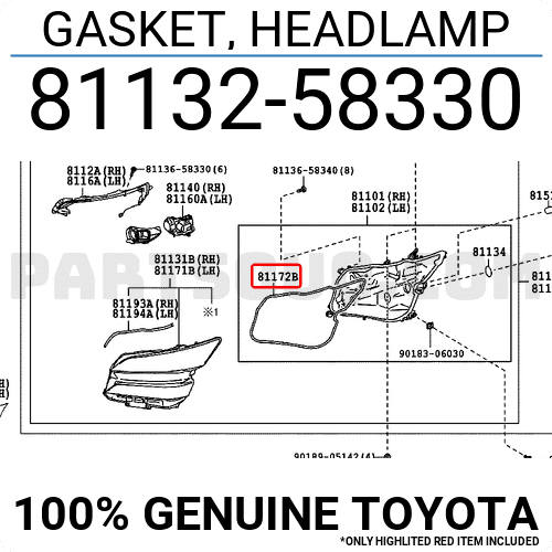 GASKET, HEADLAMP 8113258330 | Toyota Parts | PartSouq