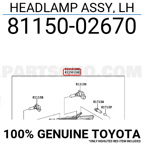 HEADLAMP ASSY, LH 8115002670 | Toyota Parts | PartSouq