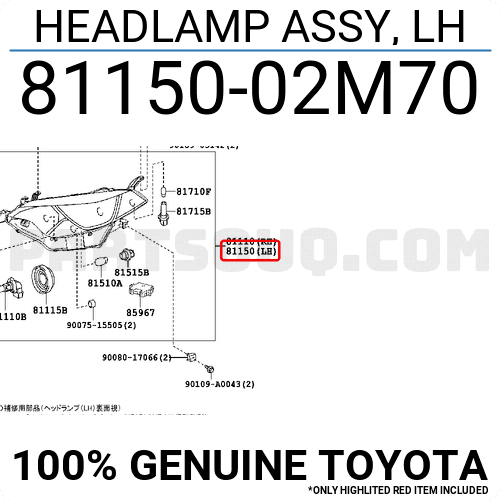 HEADLAMP ASSY, LH 8115002M70 | Toyota Parts | PartSouq