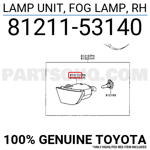 LAMP UNIT, FOG LAMP, RH 8121153140 | Toyota Parts | PartSouq