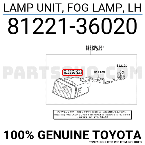 LAMP UNIT, FOG LAMP, LH 8122136020 | Toyota Parts | PartSouq