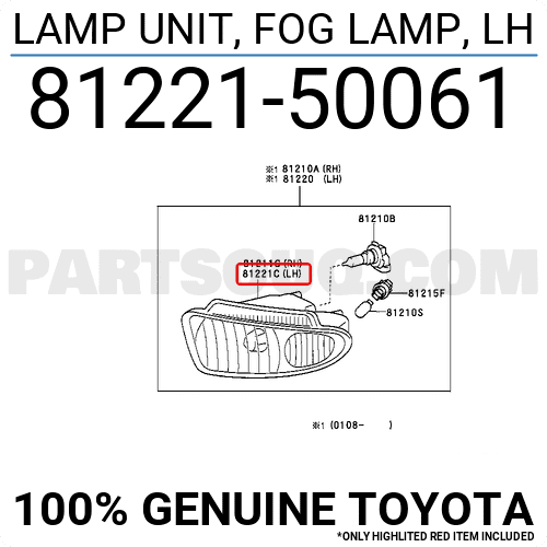 LAMP UNIT, FOG LAMP, LH 8122150061 | Toyota Parts | PartSouq