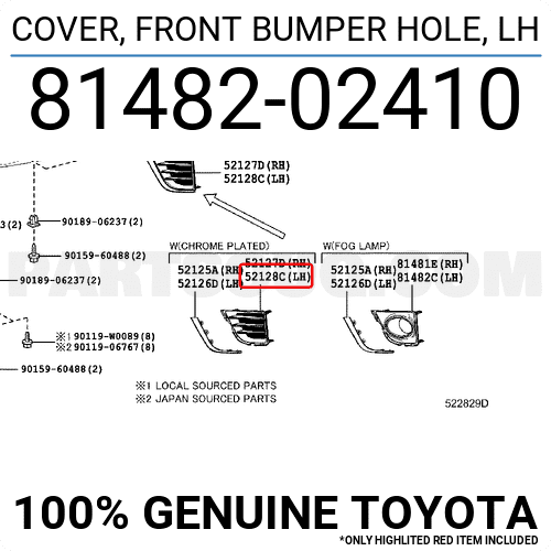 COVER, FRONT BUMPER HOLE, LH 8148202410 | Toyota Parts | PartSouq