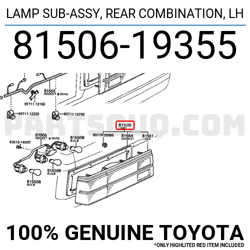 LAMP SUB-ASSY, REAR COMBINATION, LH 8150619355 | Toyota Parts | PartSouq