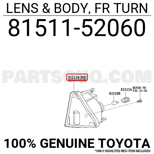 LENS & BODY, FR TURN 8151152060 | Toyota Parts | PartSouq