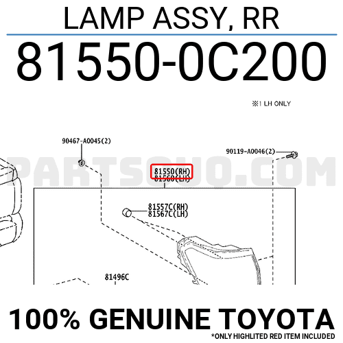 LAMP ASSY, RR 815500C200 | Toyota Parts | PartSouq