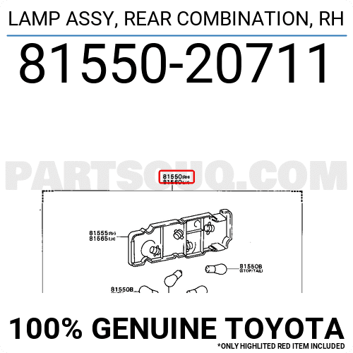 LAMP ASSY, REAR COMBINATION, RH 8155020711 | Toyota Parts | PartSouq