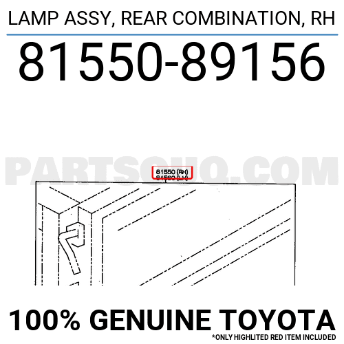 LAMP ASSY, REAR COMBINATION, RH 8155089156 | Toyota Parts | PartSouq