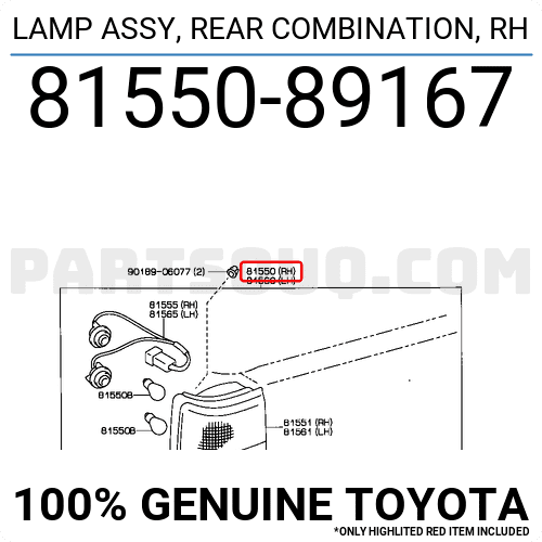LAMP ASSY, REAR COMBINATION, RH 8155089167 | Toyota Parts | PartSouq