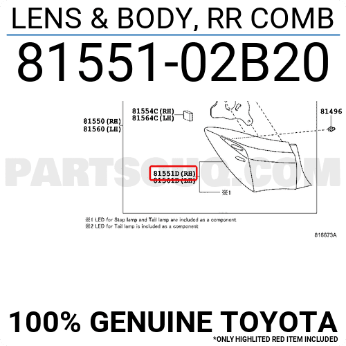 LENS & BODY, RR COMB 8155102B20 | Toyota Parts | PartSouq