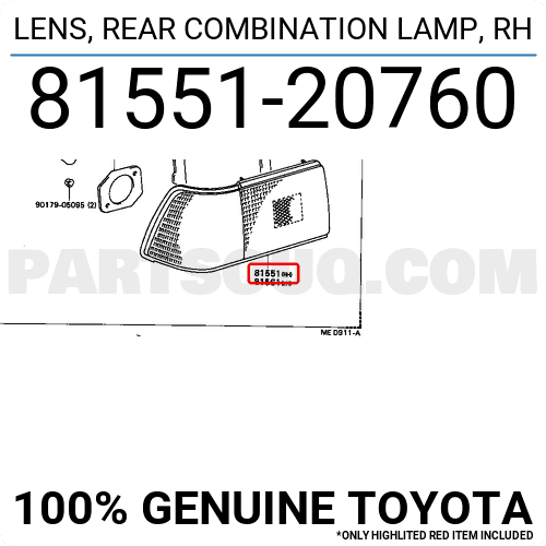 LENS, REAR COMBINATION LAMP, RH 8155120760 | Toyota Parts | PartSouq