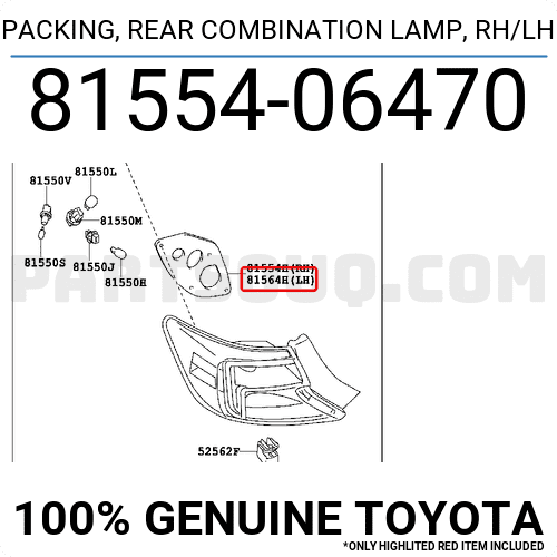 PACKING, REAR COMBINATION LAMP, RH/LH 8155406470 | Toyota Parts | PartSouq