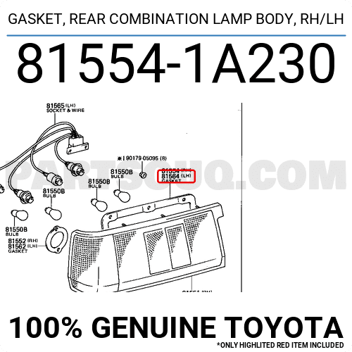 GASKET, REAR COMBINATION LAMP BODY, RH/LH 815541A230 | Toyota Parts ...