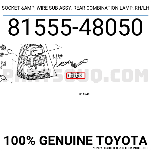 SOCKET & WIRE SUB-ASSY, REAR COMBINATION LAMP, RH/LH 8155548050 ...