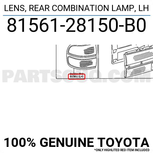 LENS, REAR COMBINATION LAMP, LH 8156128150B0 | Toyota Parts | PartSouq