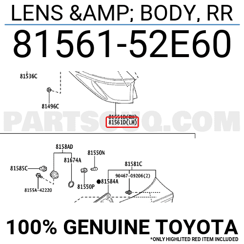 LENS & BODY, RR 8156152E60 | Toyota Parts | PartSouq