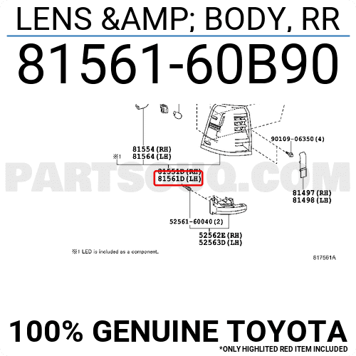 LENS & BODY, RR 8156160B90 | Toyota Parts | PartSouq