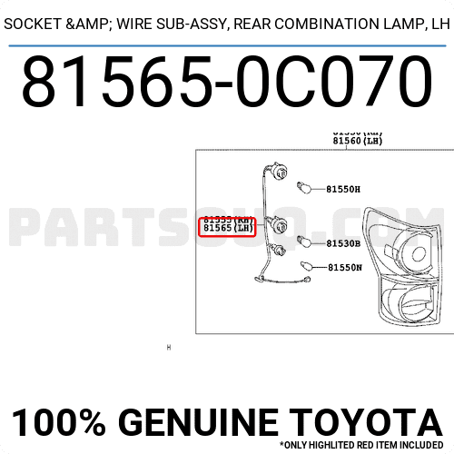 SOCKET & WIRE SUB-ASSY, REAR COMBINATION LAMP, LH 815650C070 | Toyota ...