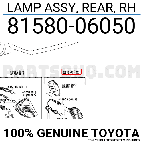 LAMP ASSY, REAR, RH 8158006050 | Toyota Parts | PartSouq