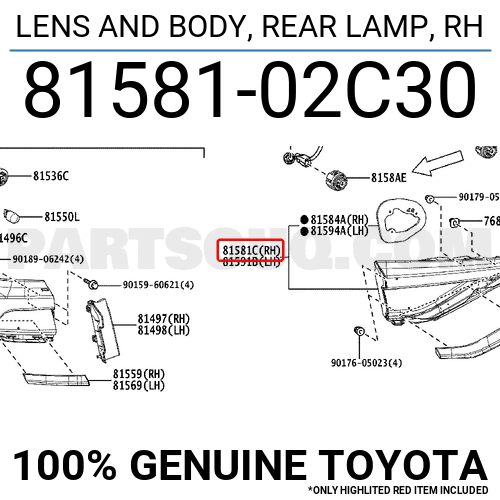 LENS AND BODY, REAR LAMP, RH 8158102C30 | Toyota Parts | PartSouq